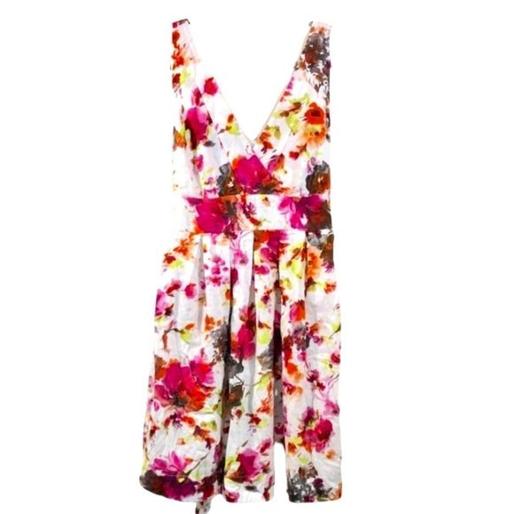 Zara | Dresses | Zara Basic Cotton Watercolor Floral Sun Dress | Poshmark